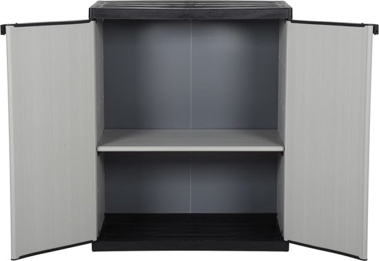 The Living Store Tuinkast Grijs/Zwart PVC/PP - 68x40x85cm - Met ...