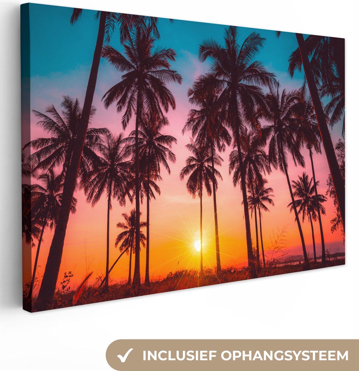 OneMillionCanvasses - Canvas - Schilderij - Palmboom - Zonsondergang - Horizon -... | bol