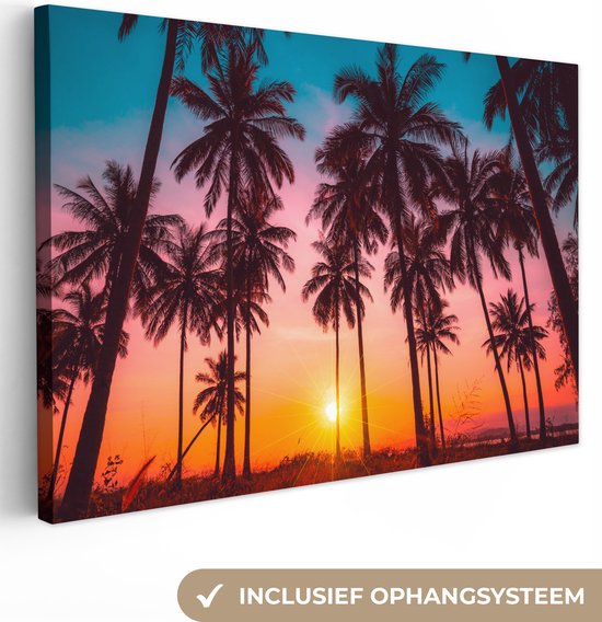 OneMillionCanvasses - Canvas - Schilderij - Palmboom - Zonsondergang - Horizon -... | bol