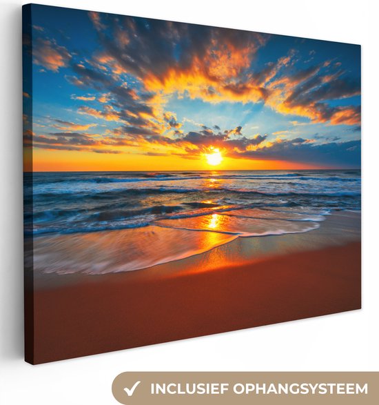 OneMillionCanvasses - Canvas schilderij - Zonsondergang - Horizon - Zee - Wolken -... | bol