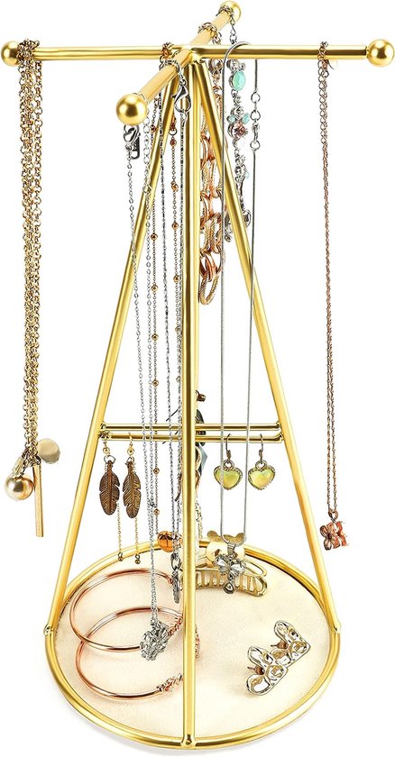 Gouden Pyramide Sieraden Houder Display Standaard met Ronde Basis - H29 ...