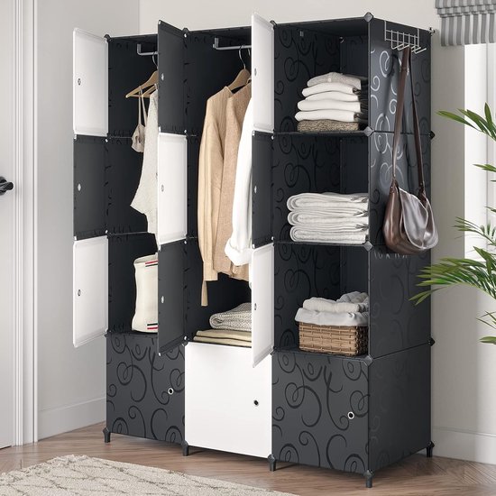 Kledingkast, kledingkast met deur, modulaire kast, draagbare reksysteem ...