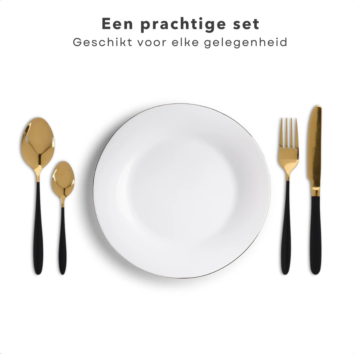 Cheqo® Luxe Bestekset - Zwart Bestek - Goud Bestek - Gouden Bestekset ...