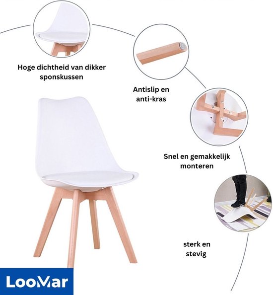 LooMar set van 6 stoelen - Eetkamerstoelen - Eethoek set - beige | bol