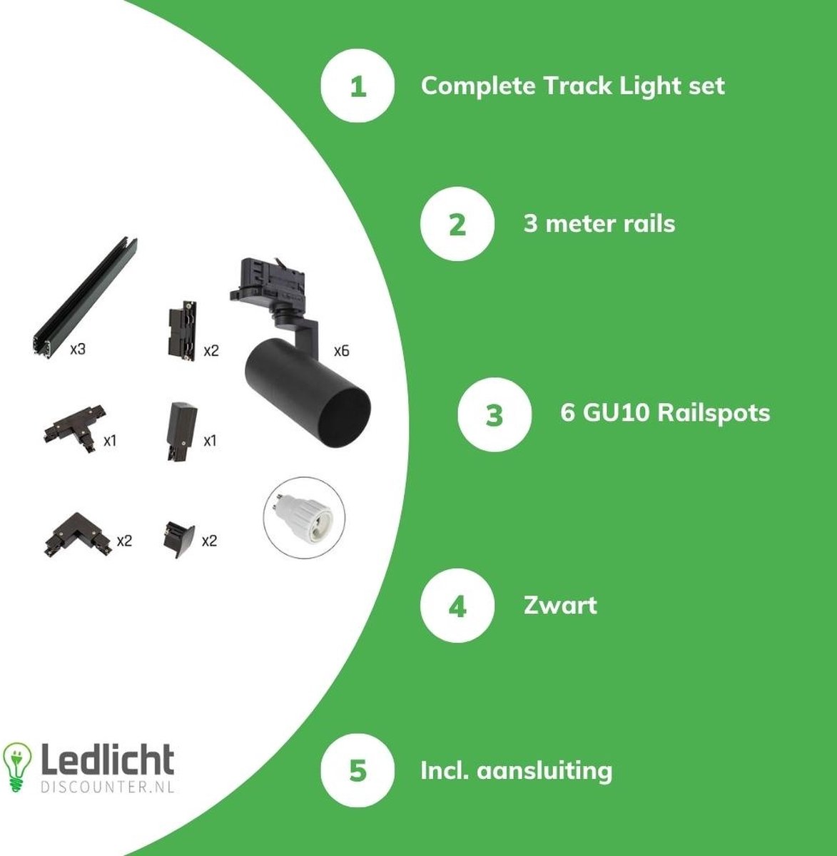 Spectrum - Track Light complete set - 6xGU10 railspots - 3m rails ...