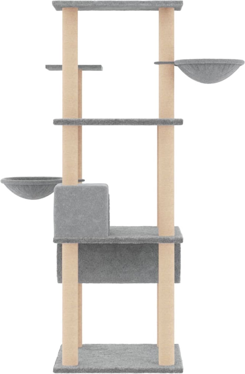vidaXL Kattenmeubel met sisal krabpalen 141 cm lichtgrijs | bol.com