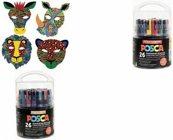 Posca set 26 Stiften + Gezichtssjablonen | bol