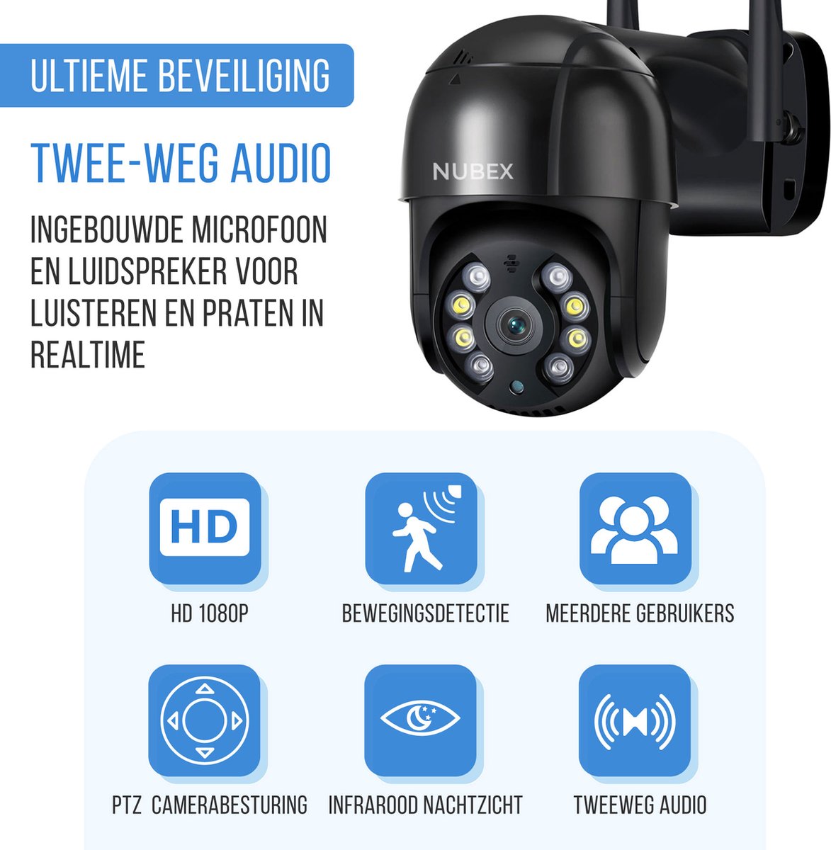 Nubex® Beveiligingscamera Binnen en Buiten met Nachtzicht - IP Beveiligingscamera -... | bol