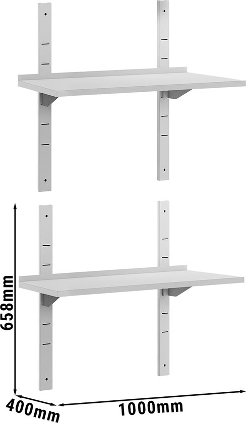Muur planken ECO 1,0 m - met 2 etages | GGM Gastro | bol