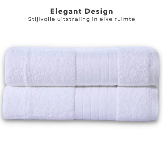 Cheqo® Handdoeken Set - Set van 2 Stuks - Wit - 70 x 140 cm - 100% ...