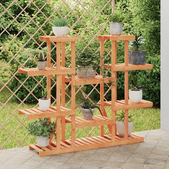 The Living Store Plantenstandaard Retro - Hout - 110 x 25 x 110.5 cm - Duurzaam vurenhout | bol