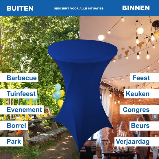 Statafel x 4 + Statafelrok Blauw x 4 - ∅ 80-85 x 110 cm – Statafels Inklapbaar –... | bol