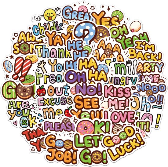 Grappige Stickers met positieve Engelse Teksten - 50 leuke stickers ...