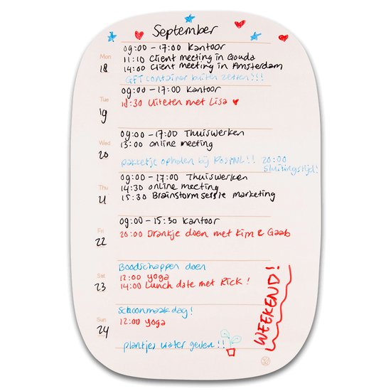 GreenStory - sticky whiteboard - Week Kalender - Organische Vorm | bol