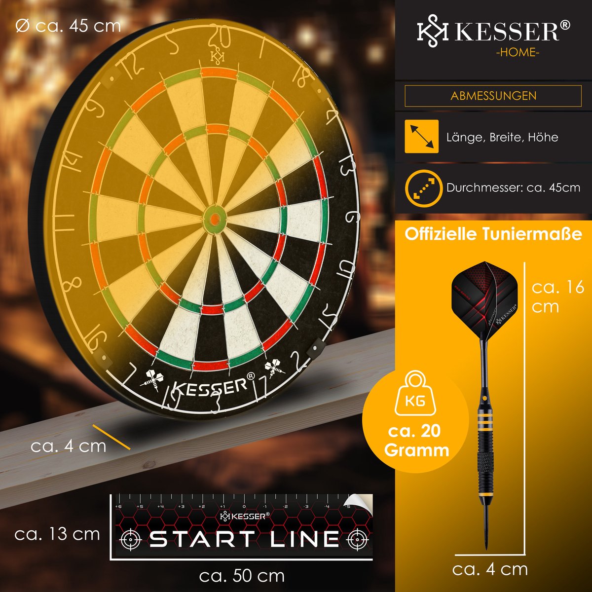 KESSER® Dartbord kurk met 9 darts Professioneel Dartbord + 21 Pro ...