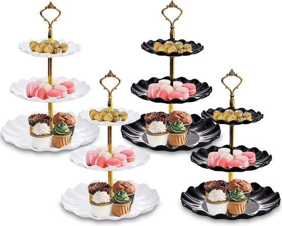 4 Stuks 3 Tier Plastic Dessert Stands Cupcake Stand Tiered Gebak Fruit ...