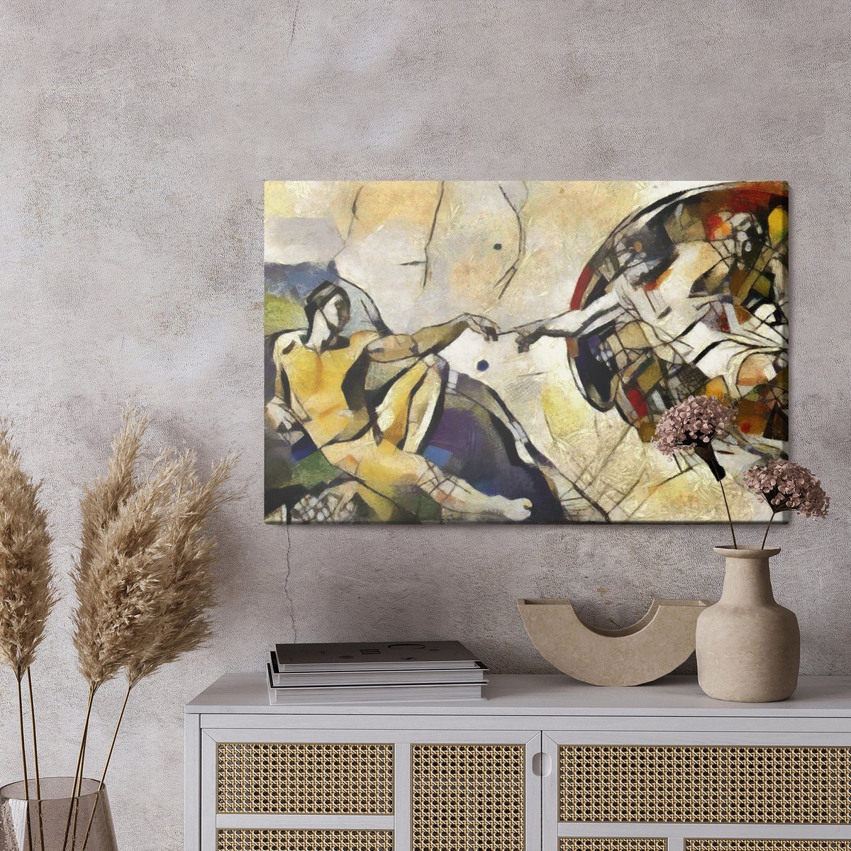 Schilderijkoning - Canvas Schilderij De Schepping Van Adam In De Stijl Van Pablo... | bol.com