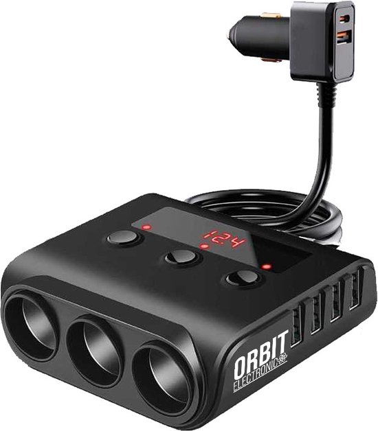 Orbit Electronic® Auto Sigarettenaansteker Splitter 180W - 9 Aansluitingen - 12v... | bol.com