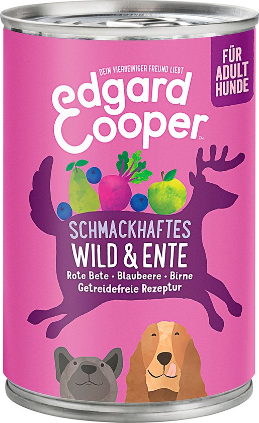 Edgard & Cooper Honden natvoer met Wild, Eend & Rode Biet, 400 g | bol
