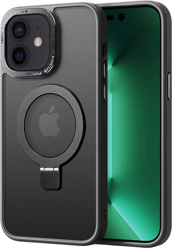 Casify iPhone 12 Hoesje met MagSafe & Kickstand Standaard - Mat Zwart | bol