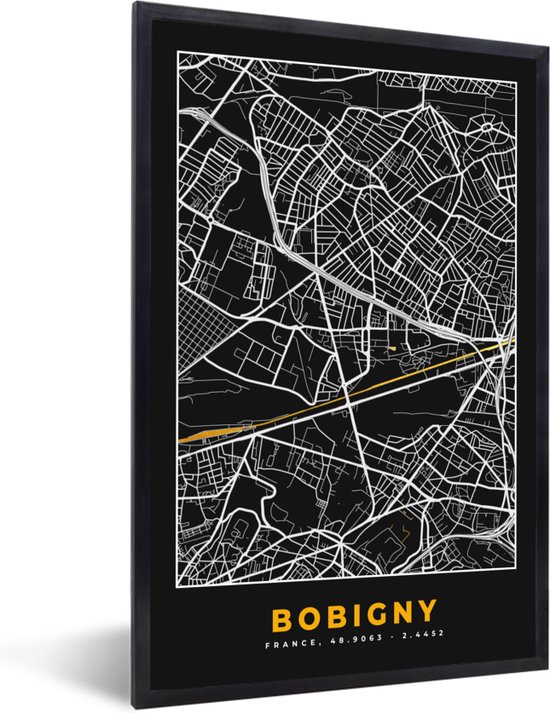 Fotolijst incl. Poster - Stadskaart – Plattegrond – Kaart – Frankrijk ...