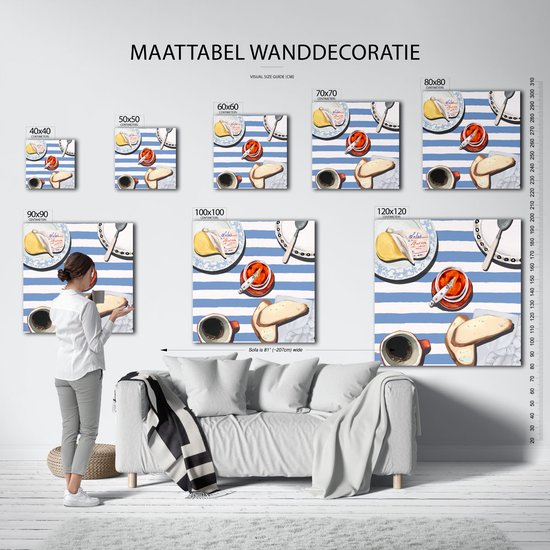Sale Boter Ontbijt Blauw - Poster 120x120 cm vierkant Sfeervolle ...