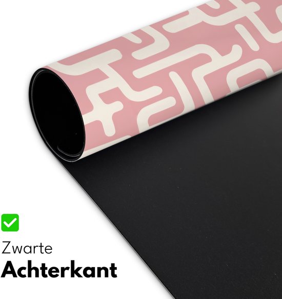 Bureau onderlegger 120x60 cm - Muismat Doolhofpatroon - Roze - Wit ...