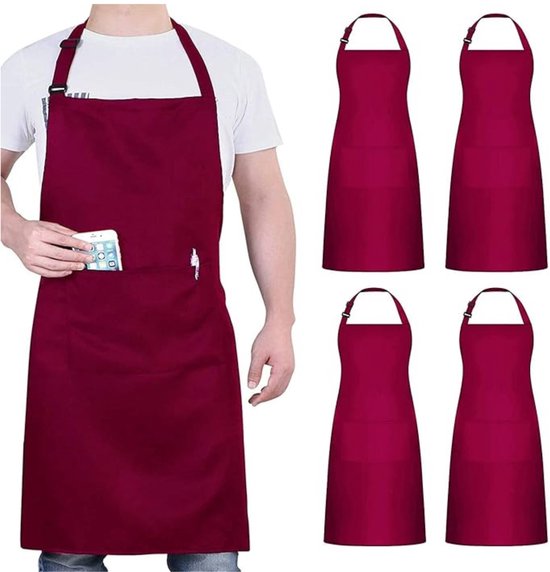 Waterdicht Schort met 2 Zakken - Verstelbare Nekband Schort voor Keuken ...