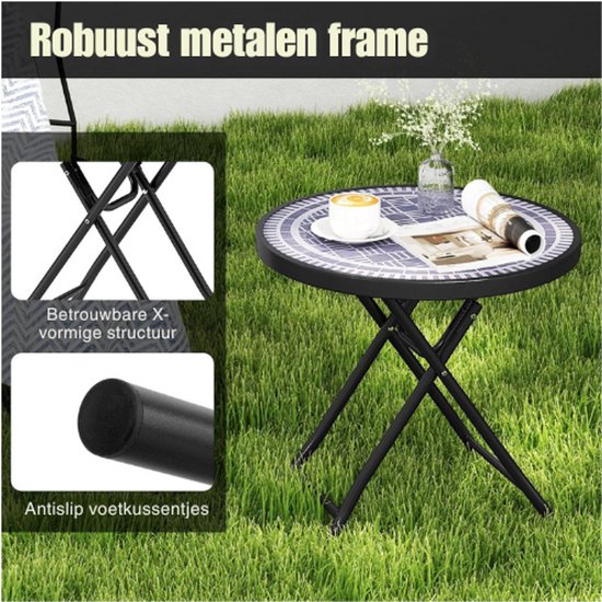 Tuintafel Rond, Opvouwbaar Ø 45,7 Cm – Terrastafel Met Tafelblad Van ...