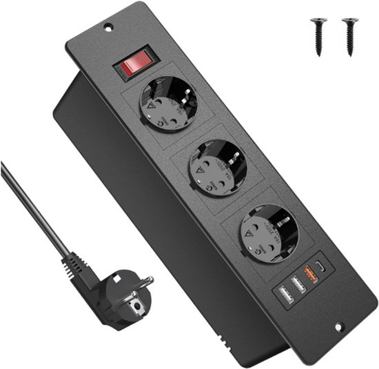 Tafelstopcontact Met USB C PD 20W - 3-Voudige Inbouwstekkerdoos Met 3 ...