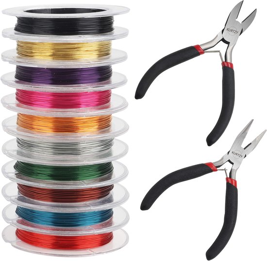 Kurtzy Kleurrijk Aluminium Sieraden Maak Hobby Draad en Tangen (12 Pak ...