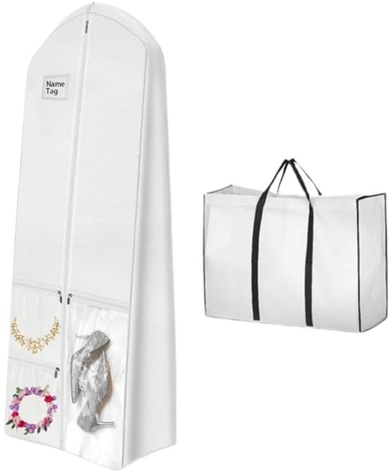 Hitopin 1-delige stofhoes voor trouwjurk, opbergtas voor trouwjurk, draagbare tas voor... | bol