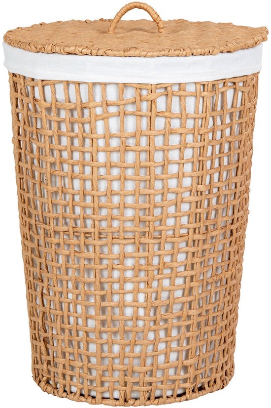Elin | wasmand | lichtbruin/wit | papier en metaal | ø42x56 cm ...