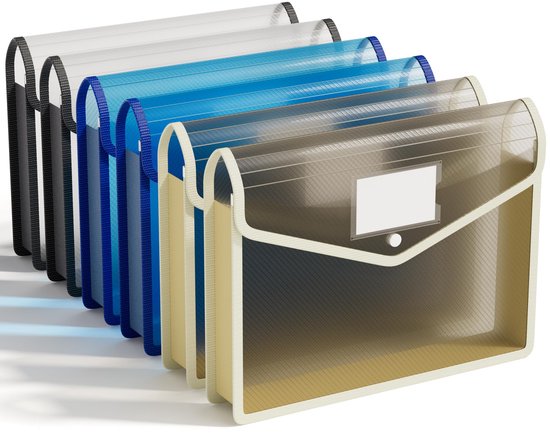 Ibenzoa® Set van 6 Documentenmap A4, Kunststof, Drukknop, Transparant ...