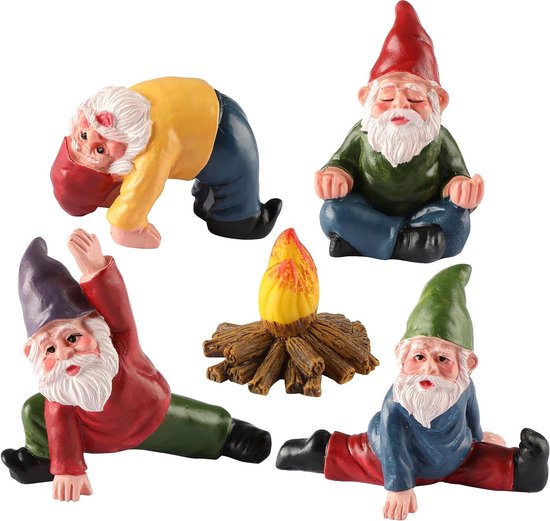 Miniatuur tuinkabouters ornament buiten hars elf standbeeld grappige ...