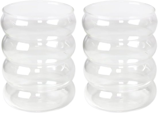 Golfvormige Glaasjes Set van 2 - Spiraal Design Rond Glas voor ...