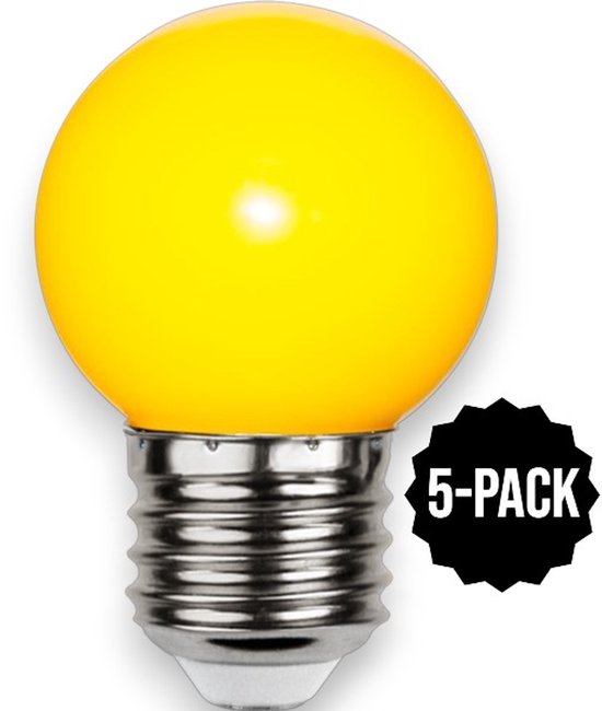 5-Pack | Prikkabel - Kogellamp - E27 - 1W - Geel | bol