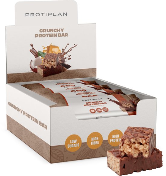 Protiplan | Crunchy Protein Bar | Chocolate Deluxe | 12 bars | 12 x 35 gram | bol
