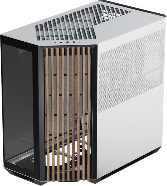 Mid Tower Gaming PC Behuizing Zwart Wit met Tempered Glass - Voor ...