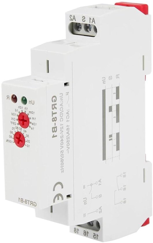 GRT8-B1 Mini Shut-off Delay Time Relay DIN Rail Type AC/DC 12V - 240V ...