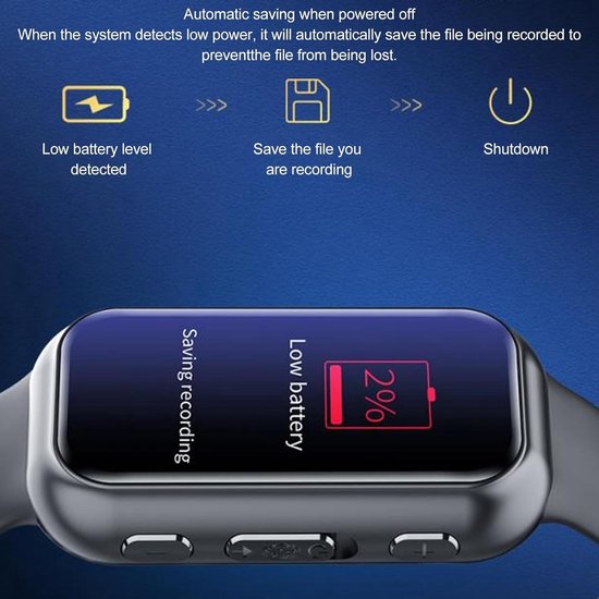 Rechargeable Smartwatch with Voice Recorder, MP3 Player, and HD Noise ...