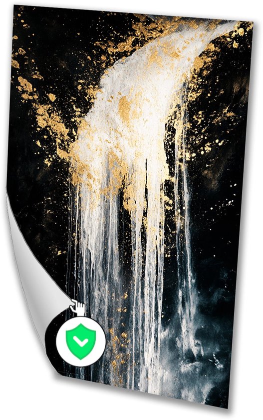 Abstracte waterval in zwart-goud - Waterval posters - Poster goud ...