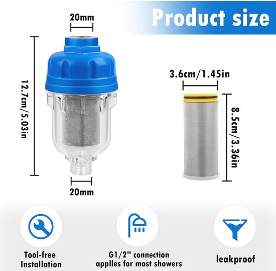 Waterfilter voor Douche en Hard Water, Vuilvanger en Kalkfilter ...