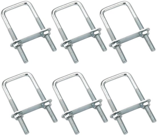Set van 6 M8 40 x 100 mm U-beugels van roestvrij staal met 12 moeren en ...