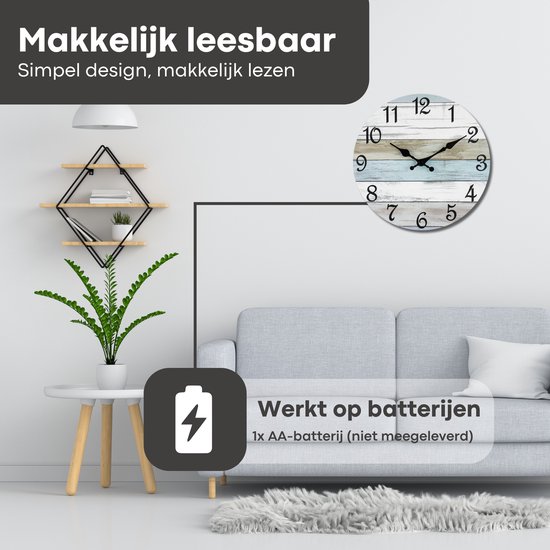 Tyme Wandklok Hout - Goed Leesbaar - 24.5cm Klok - Analoog - Uurwerk ...