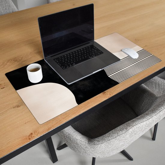 Bureau onderlegger 80x40 cm - Abstract - Japandi - Beige - Modern ...