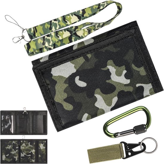 Slanke Camouflage Portemonnee voor Kinderen met Karabijnhaak en ...