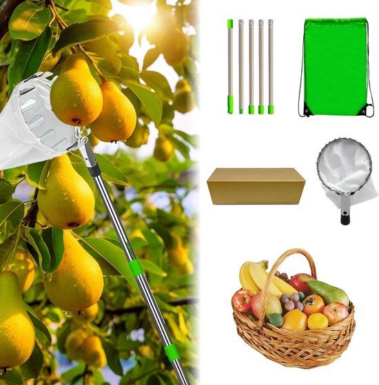 Fruit Picker 16cm Diameter with Telescopic Handle 2m and Cotton Bag ...