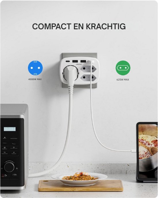 Stopcontact Splitter Met USB – USB C Stopcontacten, 7-in-1 ...