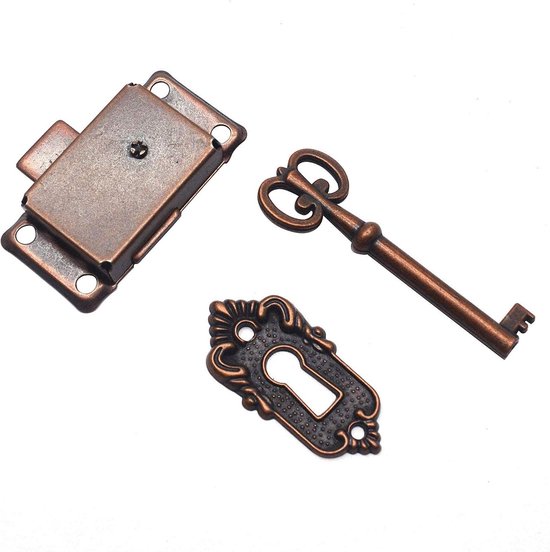Antiek rood bronzen meubelslot vervangend vierkant type locker deurslot ...